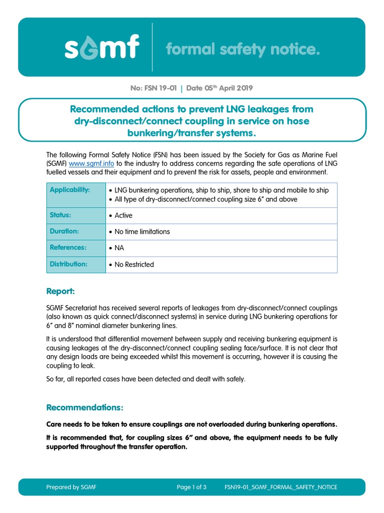 Recommended Actions to Prevent LNG Leakages from Dry-Disconnect/Connect ...