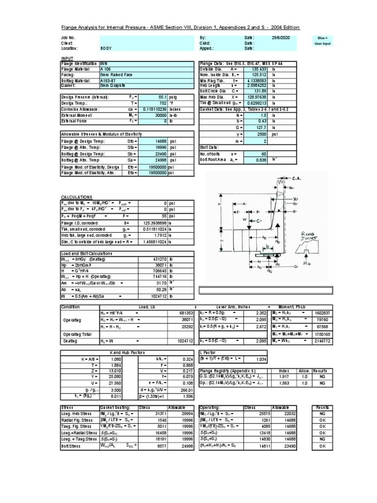 Flange Analysis For Internal Pressure - ASME Section VIII, Division 1 ...