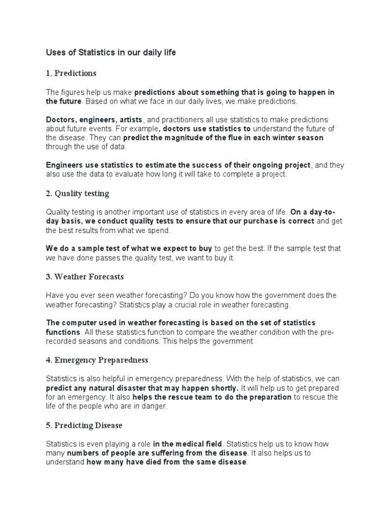 Uses of Statistics in Our Daily Life | PDF | Insurance | Prediction