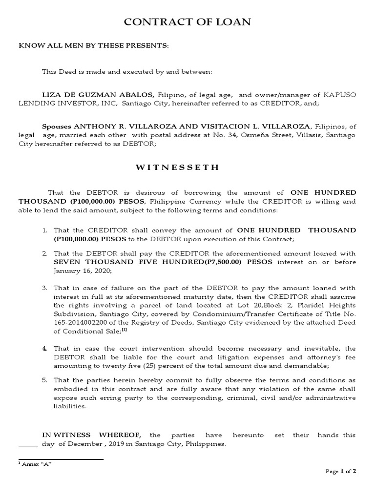 Contract of Loan: Witnesseth | PDF | Common Law | Government