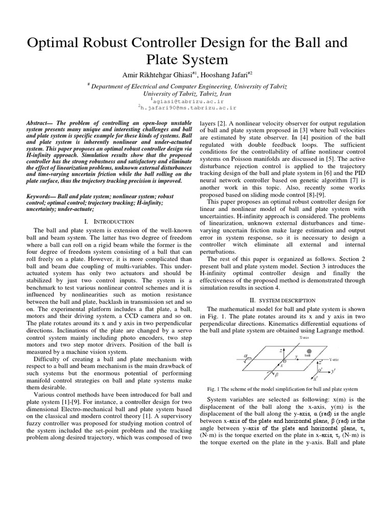 Optimal Robust Control for Ball-Plate System | PDF | Control Theory ...