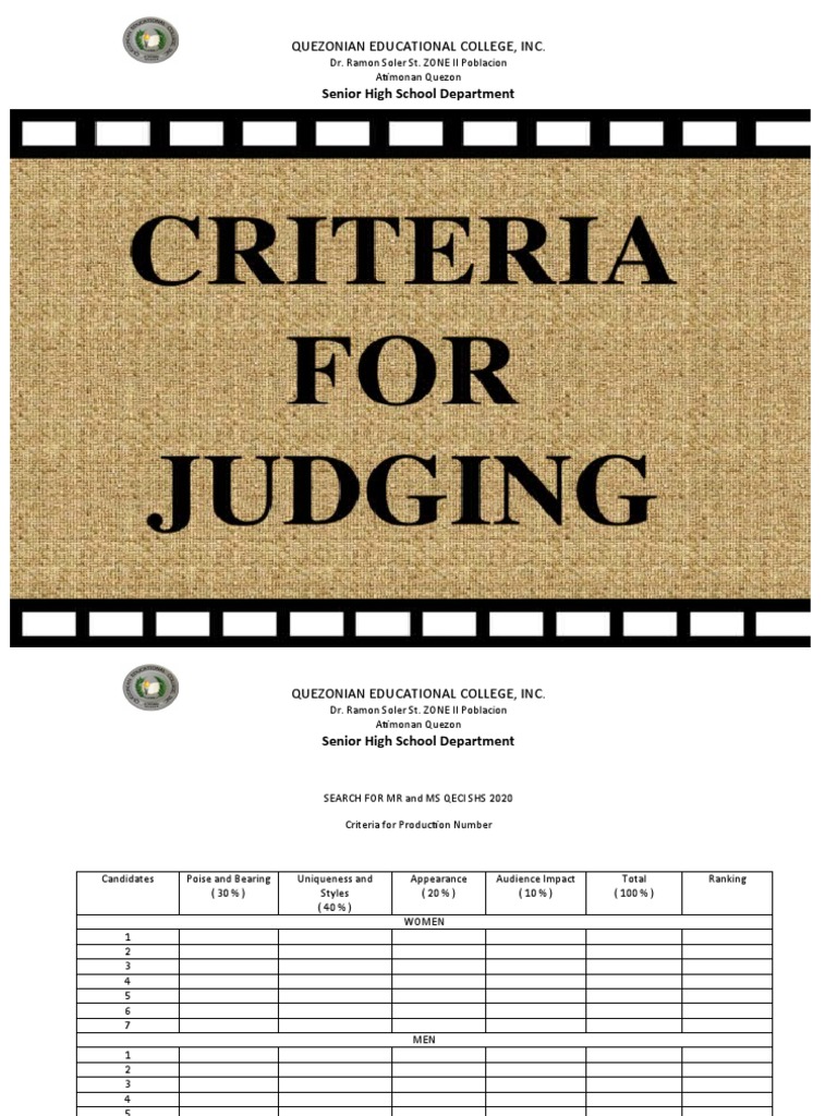 QECI SHS Pageant Criteria 2020 | PDF