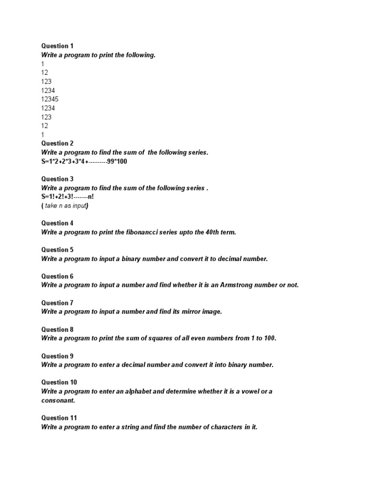 Programming questions to practice loops, strings, arrays and more | PDF | Numbers | Number Theory