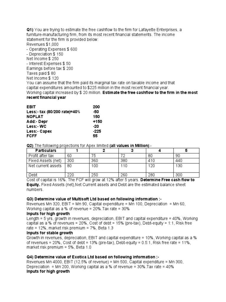 Numerics On FCF - DCF - 2 Stage Growth | PDF | Free Cash Flow | Expense