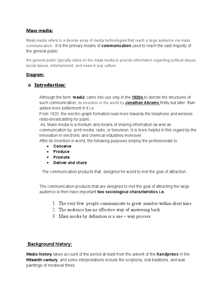 O Introduction:: Mass Media | PDF | Mass Media | News
