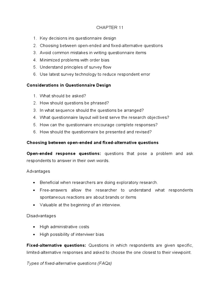 Types of Fixed-Alternative Questions (Faqs) | PDF | Survey Methodology ...