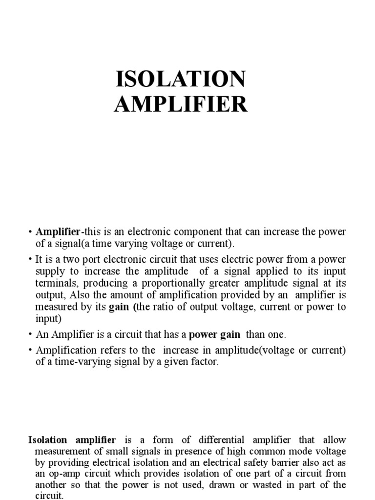 Isolation Amplifier Overview and Functions | PDF | Amplifier ...