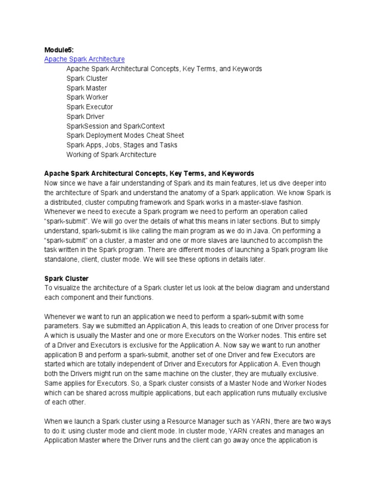 Apache Spark Architecture | PDF | Apache Spark | Computer Cluster