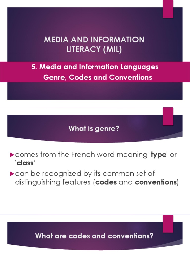 Mil-Lesson 5 Genre, Codes, Conventions | PDF