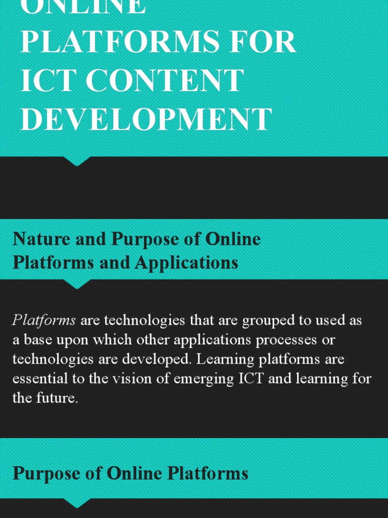 Lesson 4 Online Platforms For ICT Content Development | PDF ...