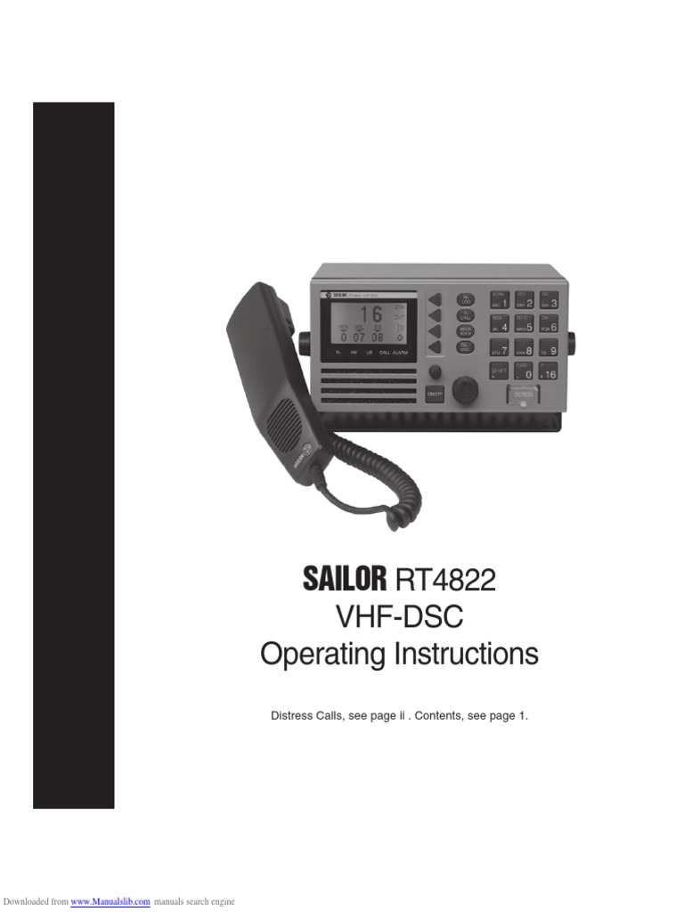 VHF-DSC Operating Instructions: Sailor Rt4822 | PDF | Wireless ...
