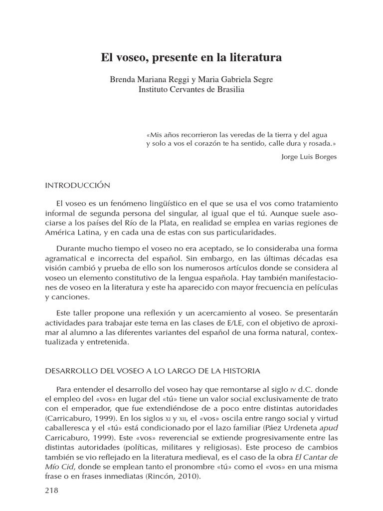 El Voseo | PDF | Morfología Lingüística | Sintaxis