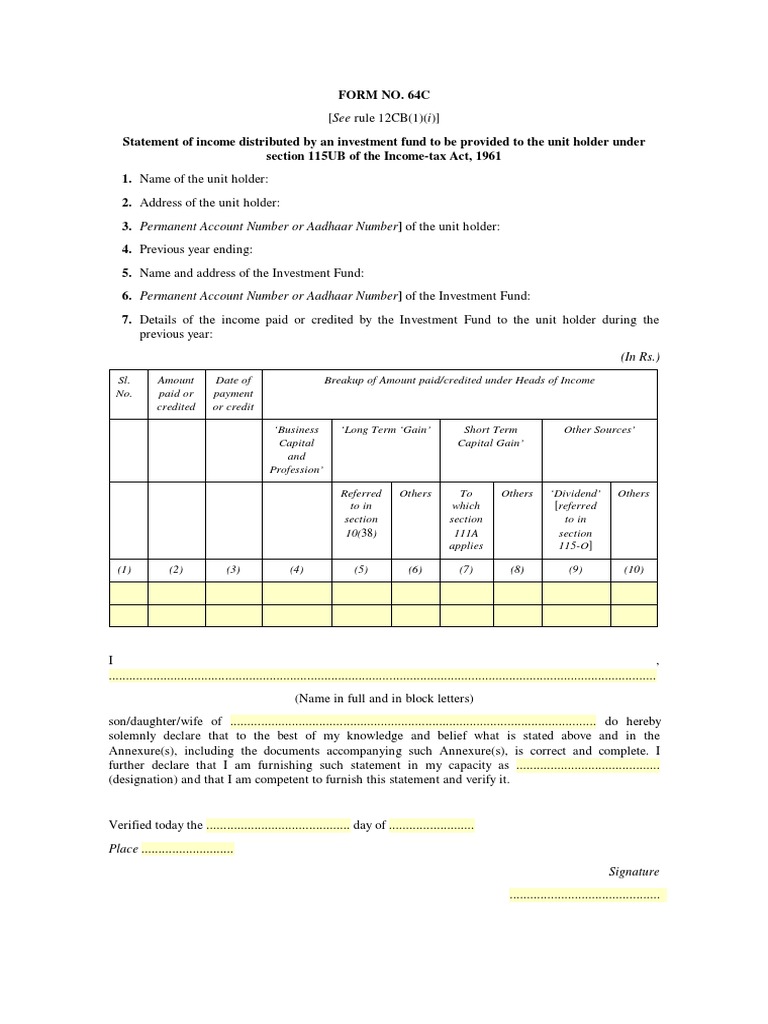 Form No. 64C: (In RS.) | PDF | Taxation | Dividend