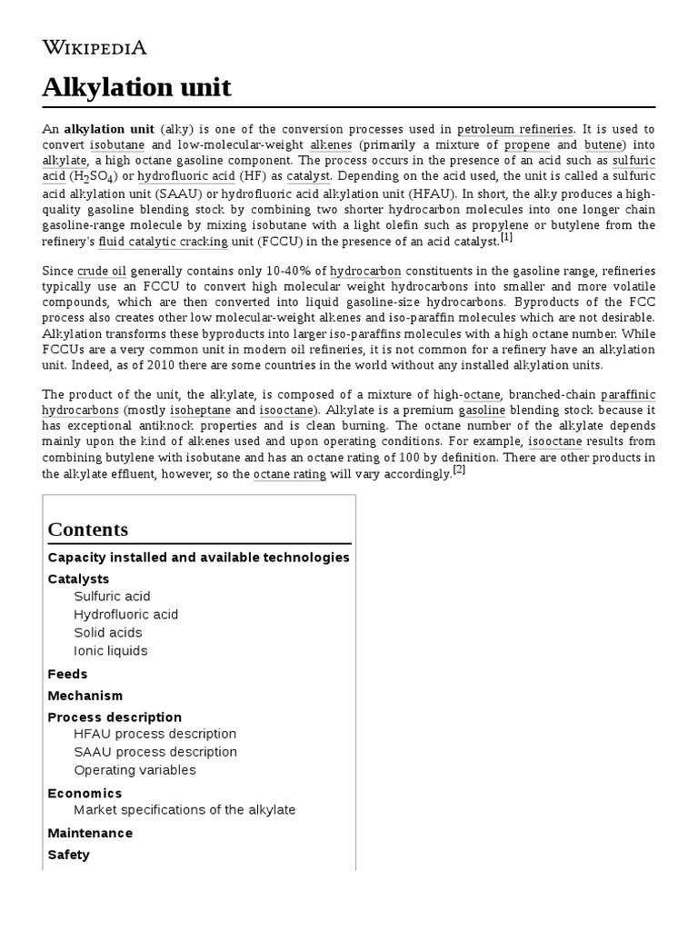 Alkylation Unit | PDF | Chemical Process Engineering | Chemical Substances