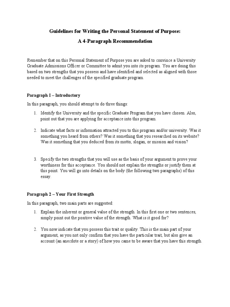 Personal Statement Writing Guidelines | PDF | Argument | Paragraph