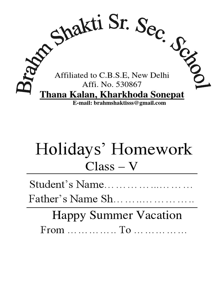 Holidays' Homework: Class - V | PDF | Grammatical Gender | Language ...