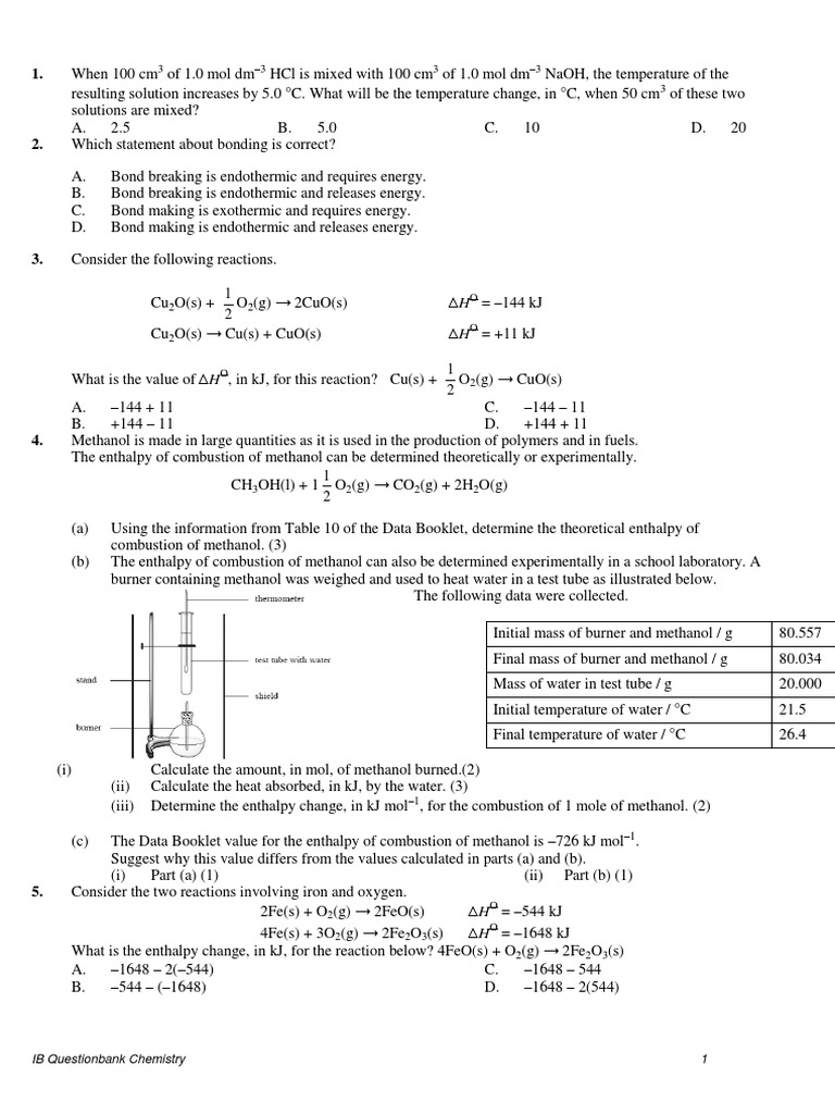 Thermochemistry problems | PDF | Enthalpy | Combustion