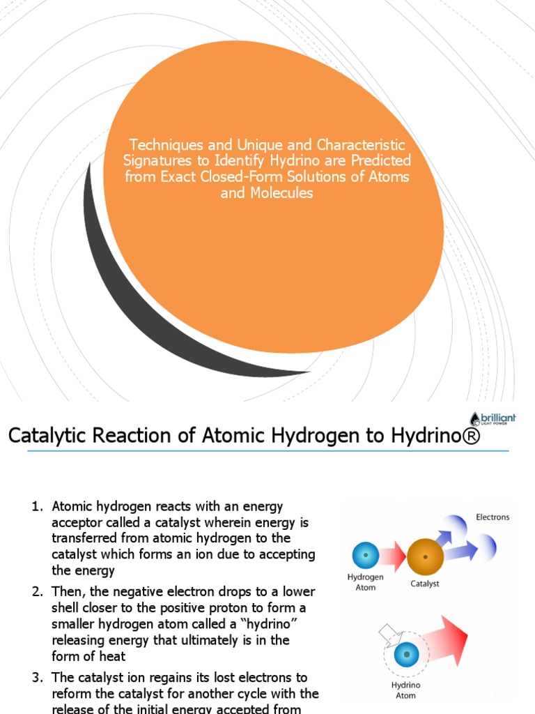 Techniques and Unique and Characteristic Signatures To Identify Hydrino ...
