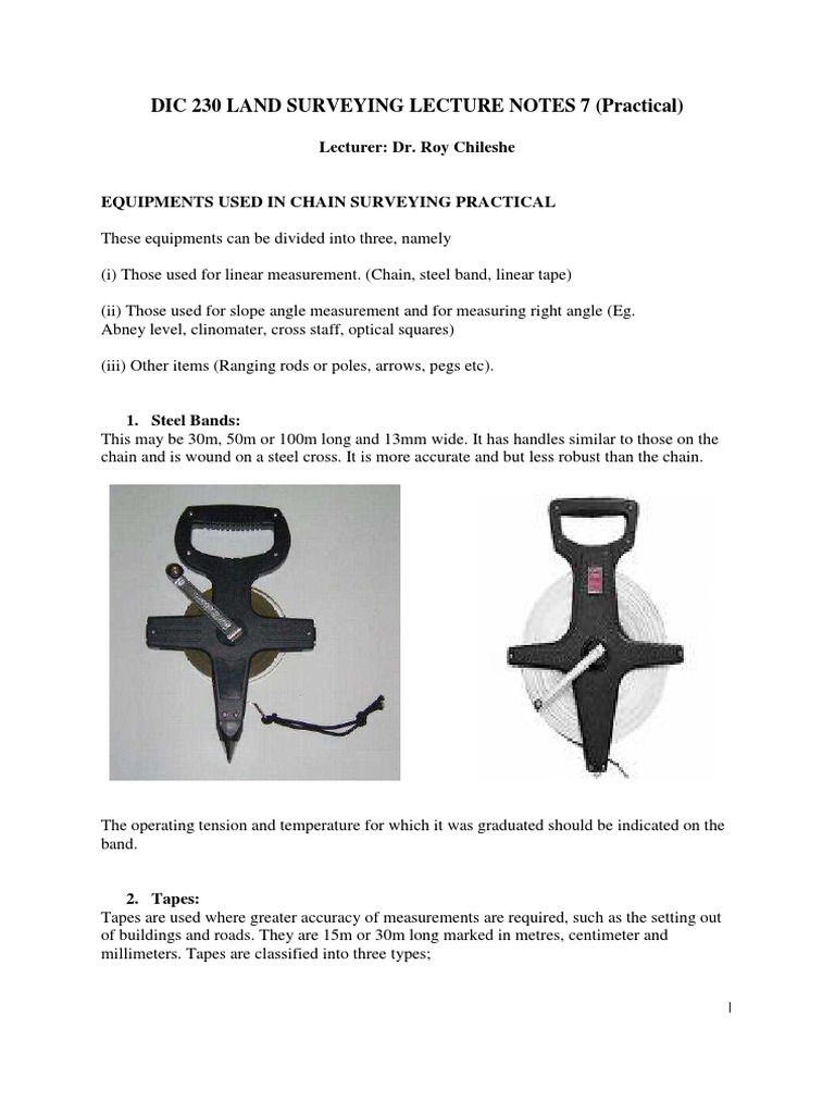 Dic 230 Land Surveying Lecture Notes 7 (Practical) : Lecturer: Dr. Roy ...