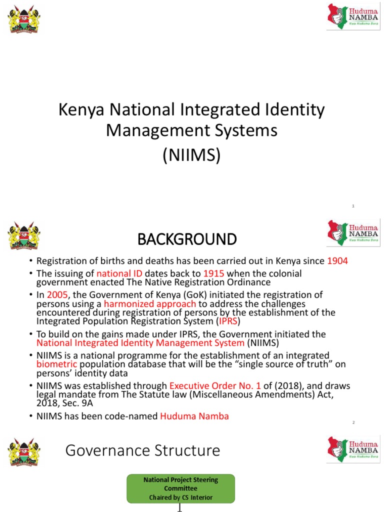 Kenya National Integrated Identity Management Systems (Niims) | PDF ...