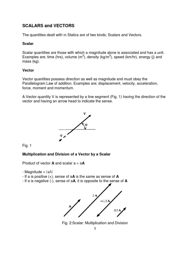 Scalars and Vectors: Scalar | PDF | Euclidean Vector | Cartesian ...