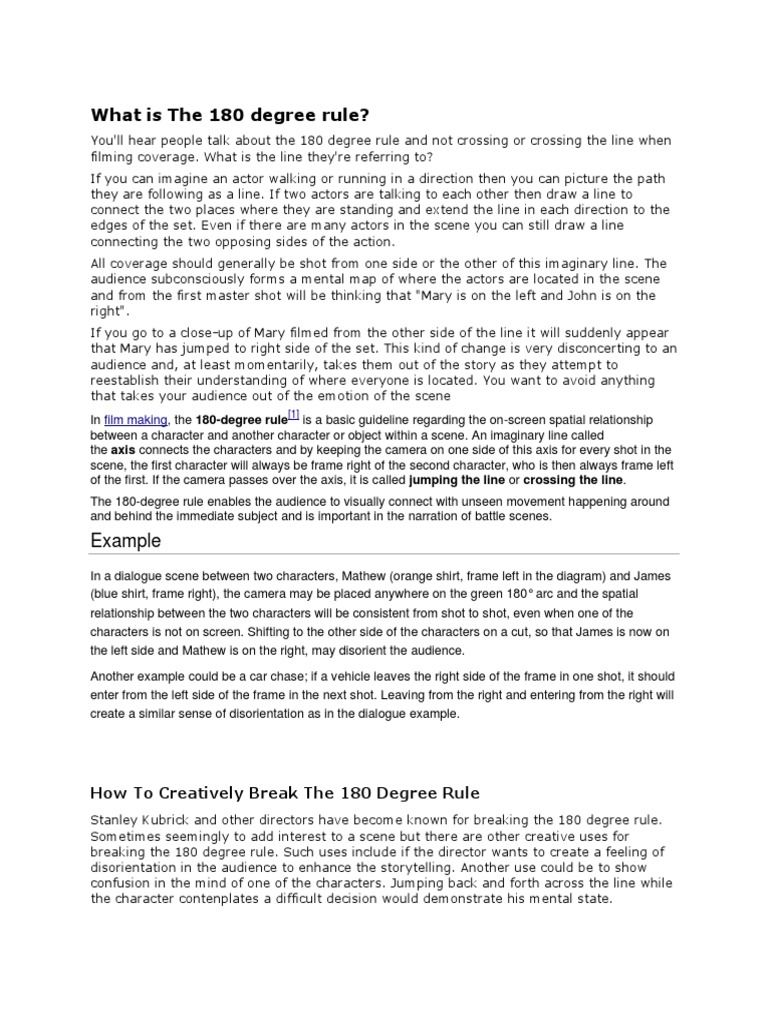 180 Degree Rule Cinematography | PDF