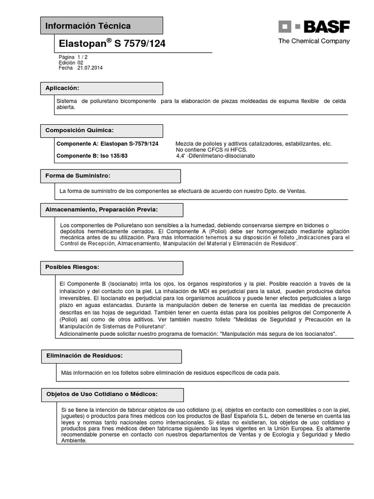 Elastopan S 7579-124 | PDF | Poliuretano | Química