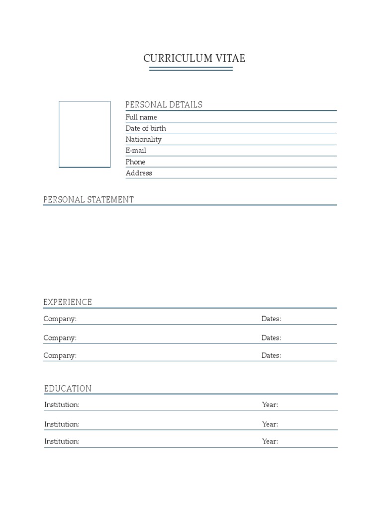 Comprehensive Curriculum Vitae Template | PDF