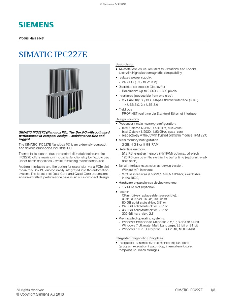 Siemens - NanoboxPC-IPC227E - EN | PDF | Solid State Drive ...