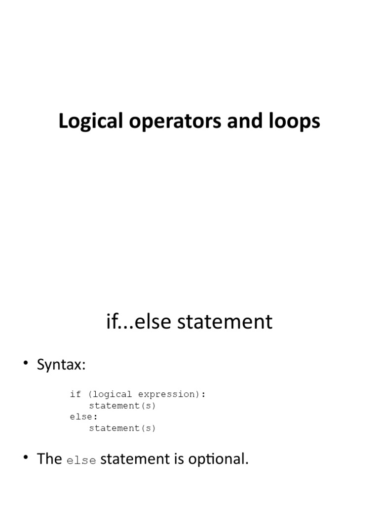 Logical Operators and Loops | PDF | Control Flow | Software Engineering