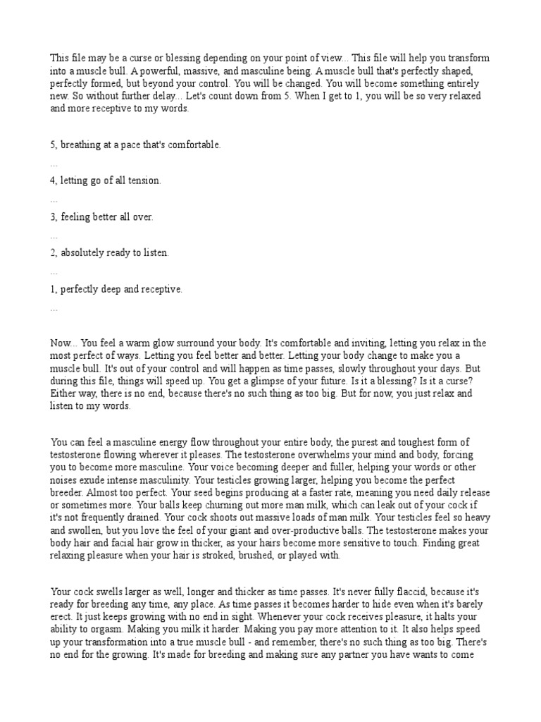Muscle Bull Transformation (Script) | PDF | Penis | Muscle