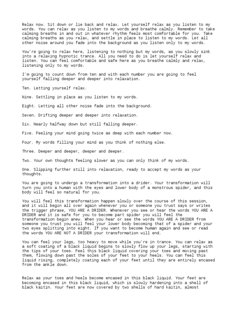 Monster Transformation - Drider (Script) | PDF | Spider | Foot