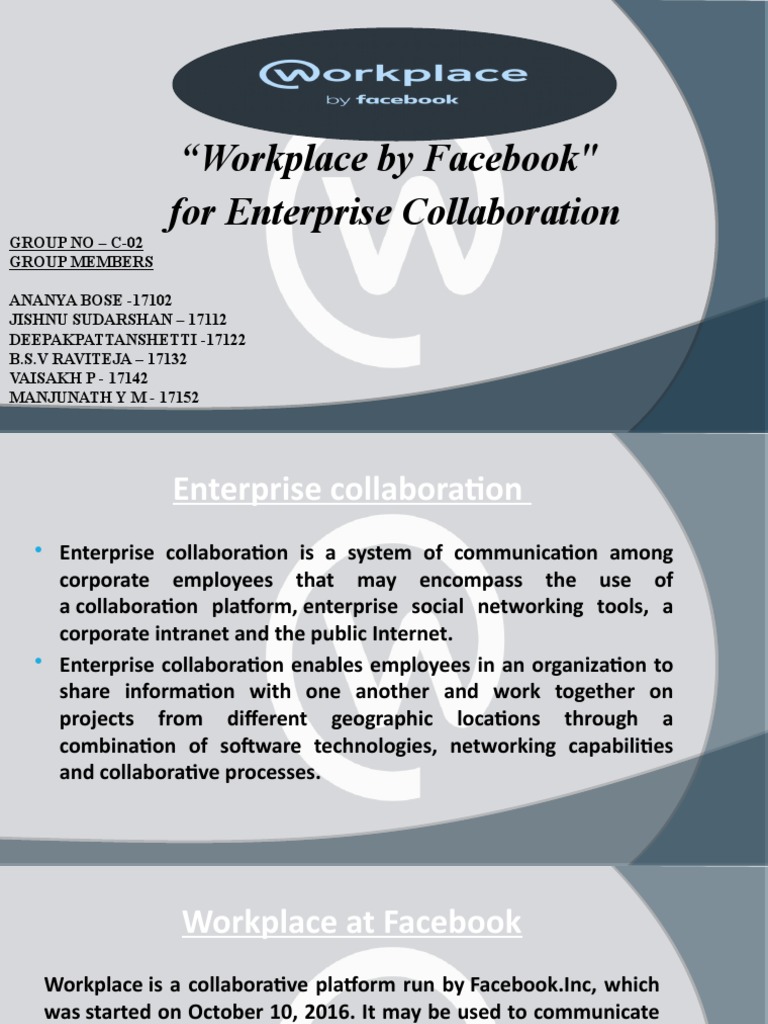 "Workplace by Facebook" For Enterprise Collaboration | PDF | Facebook ...