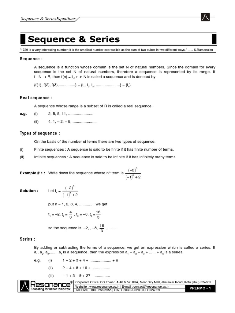 Squence and Series Theory PDF | PDF | Sequence | Mathematical Analysis