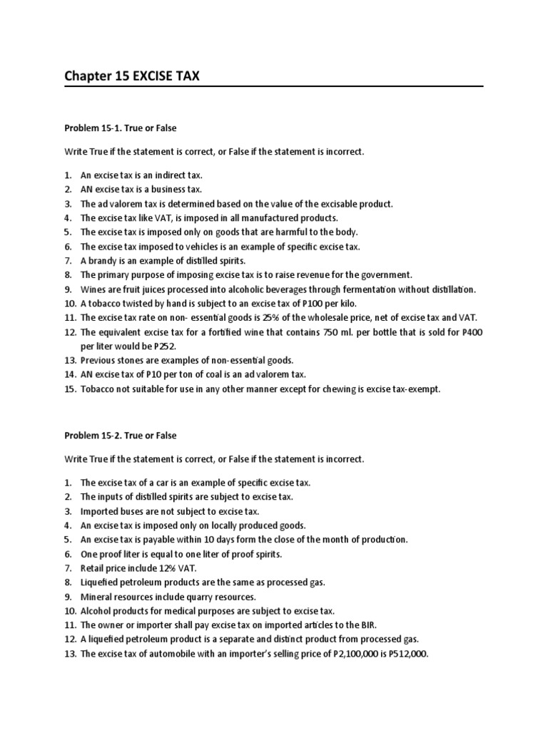 Chapter 15 Excise Tax | PDF | Alcoholic Drinks | Excise