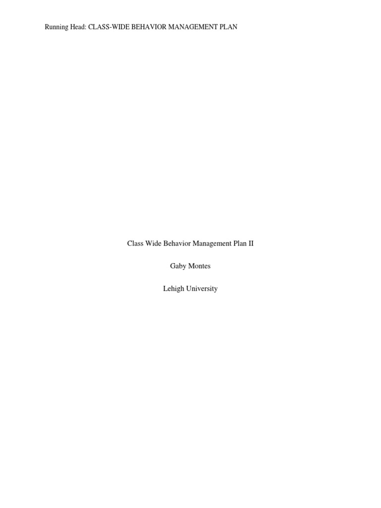 Class Wide Behavior Management Plan | PDF | Reinforcement | Classroom