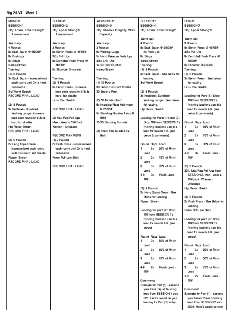 Big 24 V4 - Week 1 | PDF | Physical Exercise | Recreation