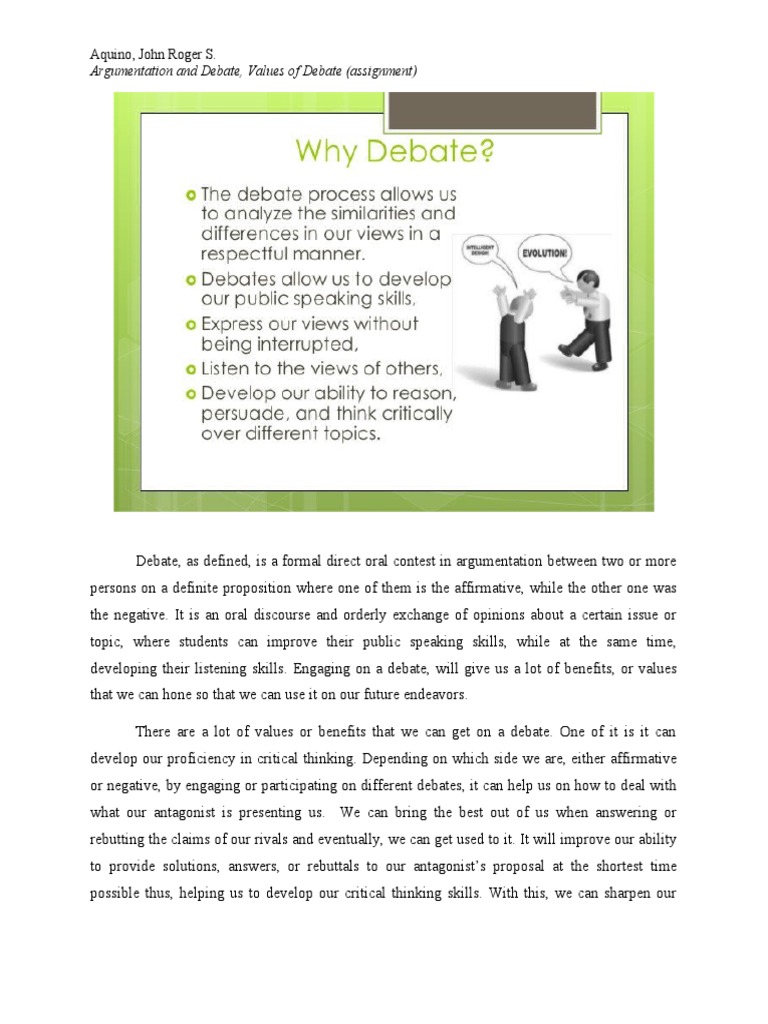 Values of Debate