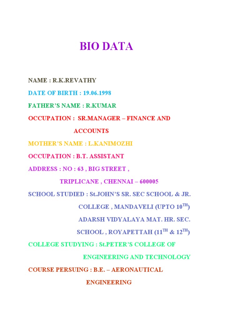 Bio Data 1 | PDF | Politics | Law