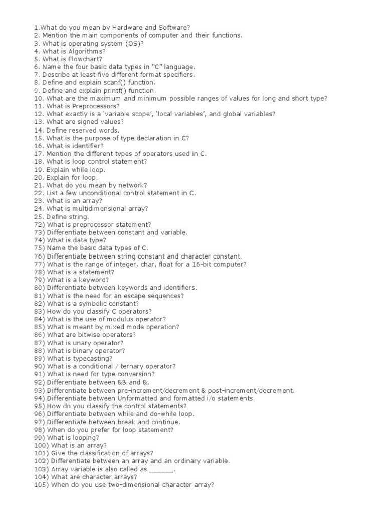 Cp Lab Viva Questions Pdf Pointer Computer Programming Subroutine