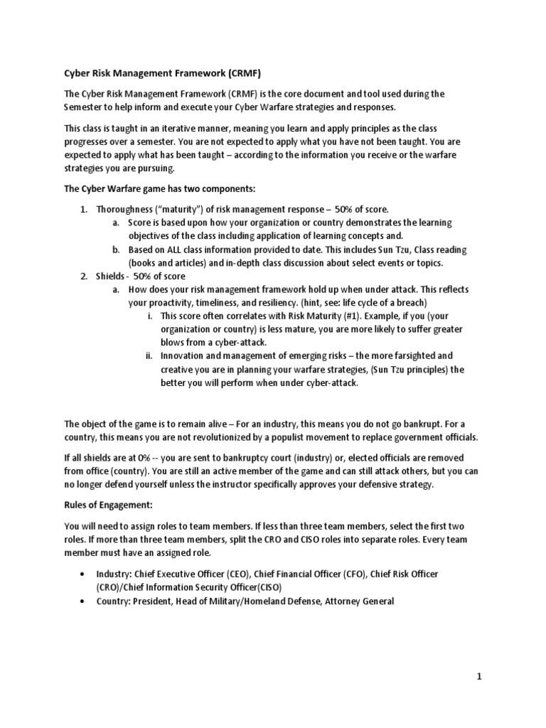 Cyber Risk Management Framework Overview | PDF | Cyberwarfare | Security