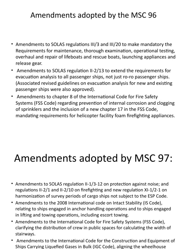 SOLAS 2020 Amendments Overview | PDF | Ships | Vehicles