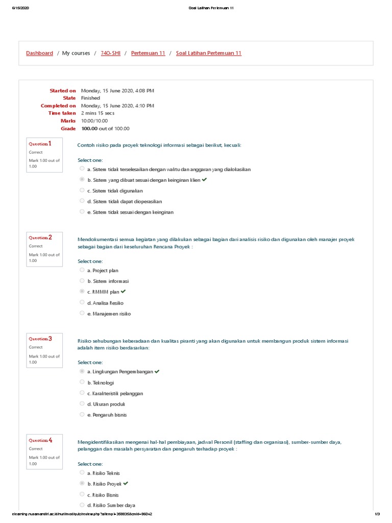 Soal Latihan Pertemuan 11 APSI | PDF