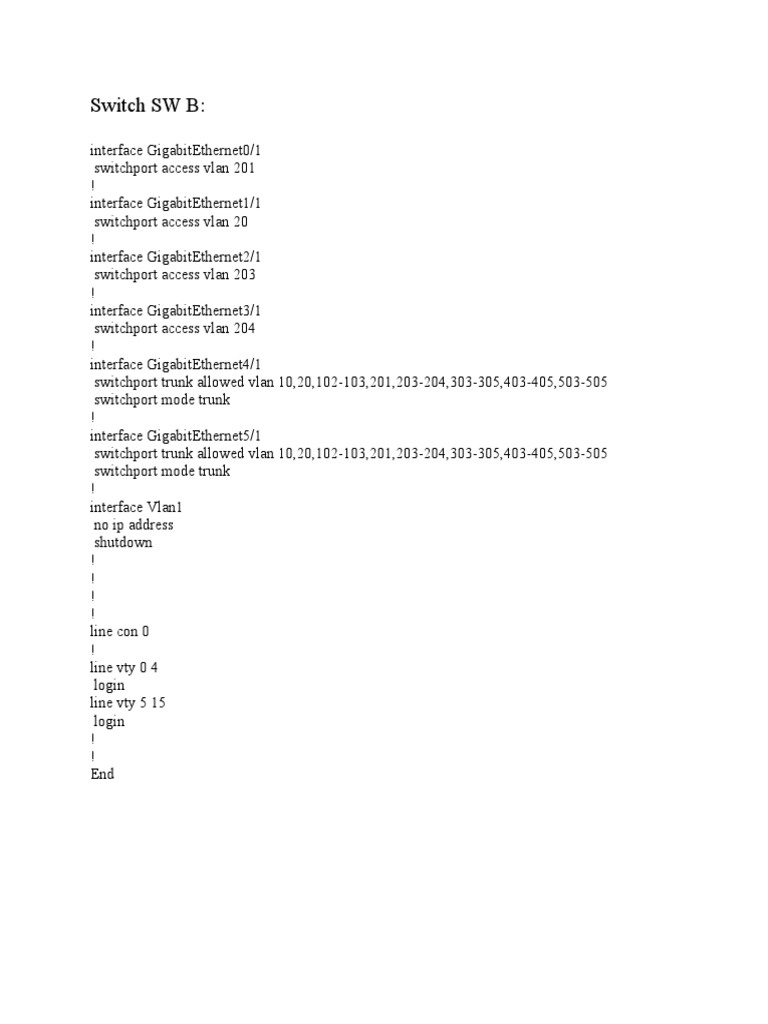 Switch SW B | PDF | Network Switch | Network Layer Protocols