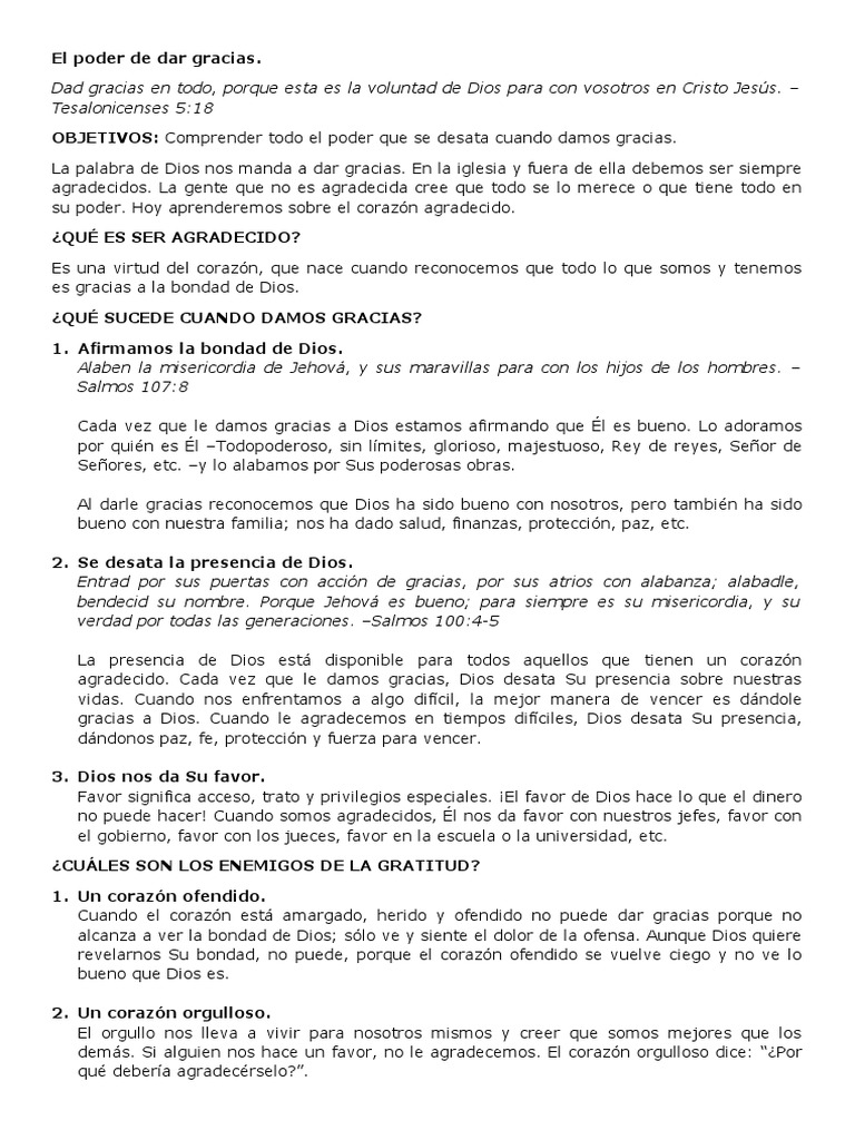 El Poder de Dar Gracias | PDF | Dios | Cristo (título)