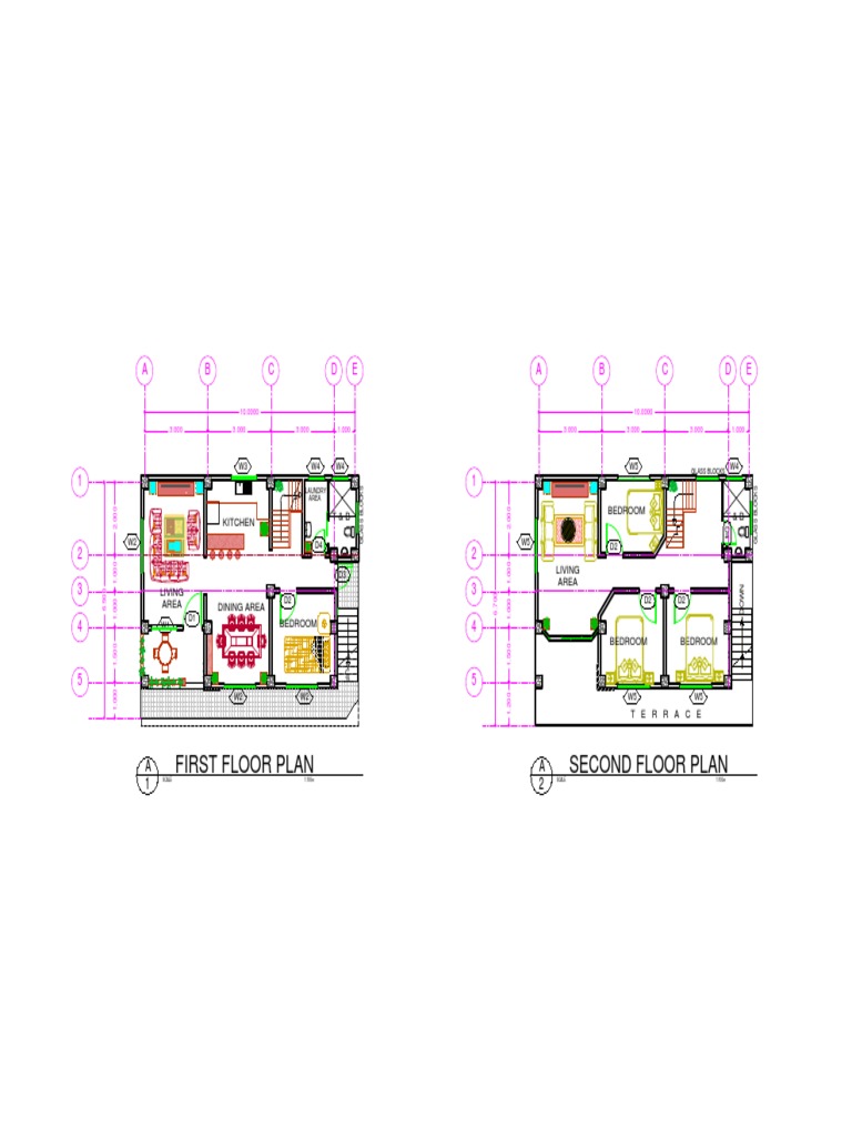 Floor plan layout for a two-story home showing room dimensions, door ...