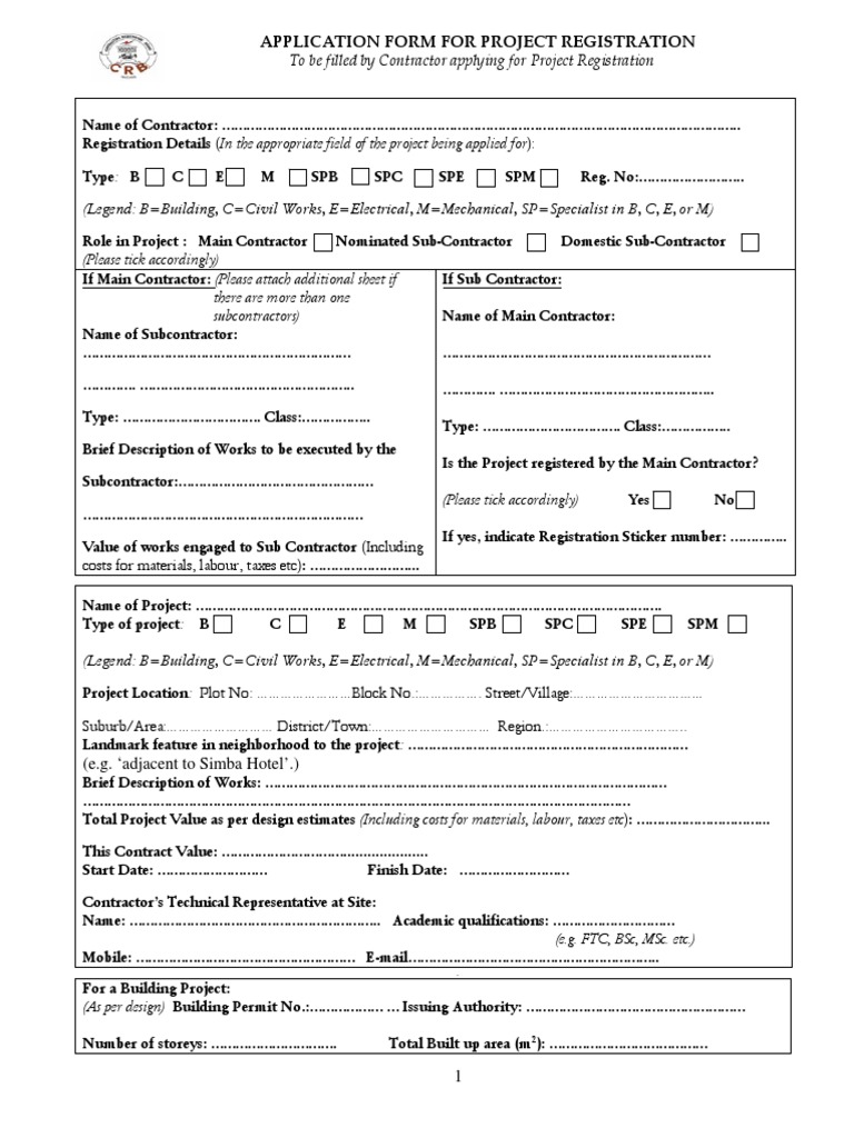 Application Form For Project Registration | PDF | Government | Business