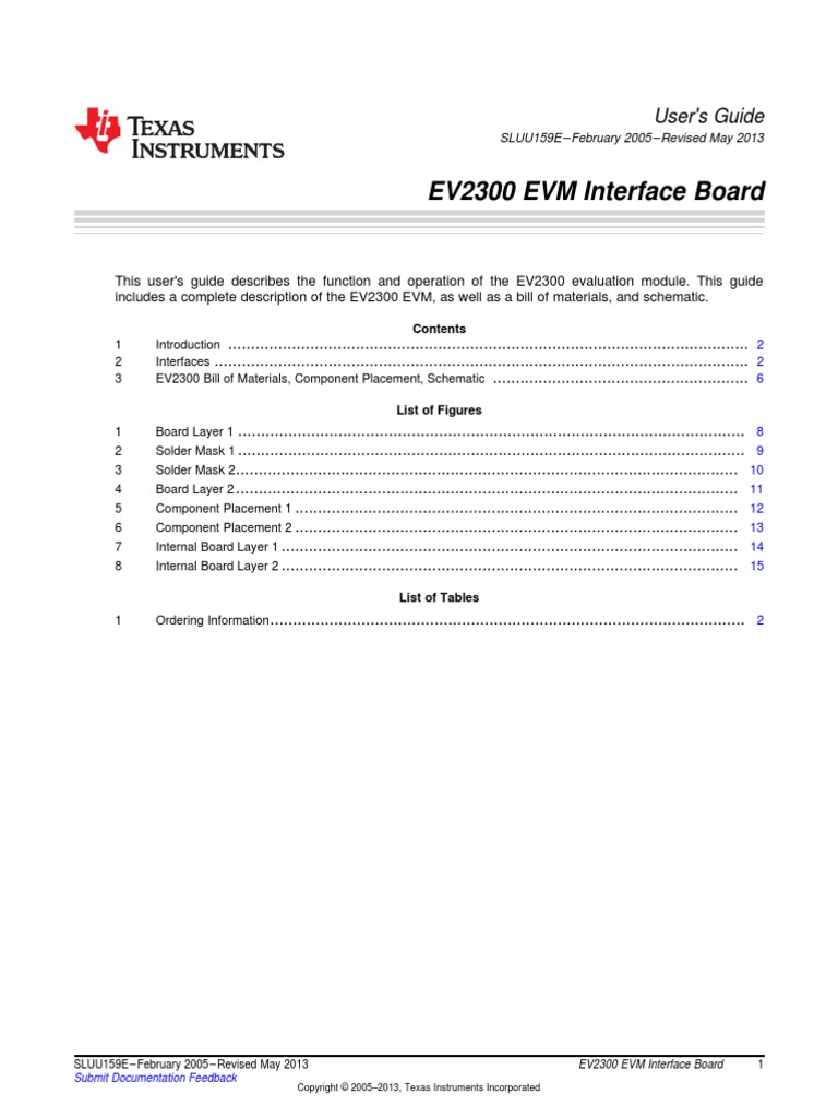 EV2300 EVM Interface Board: User's Guide | PDF | Electromagnetic ...