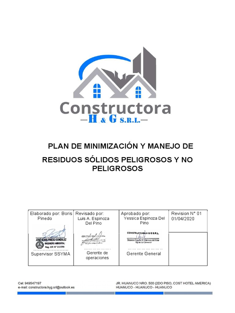 Plan de Minimizacion y Manejo de Residuos Sólidos | PDF | Residuos | Reciclaje