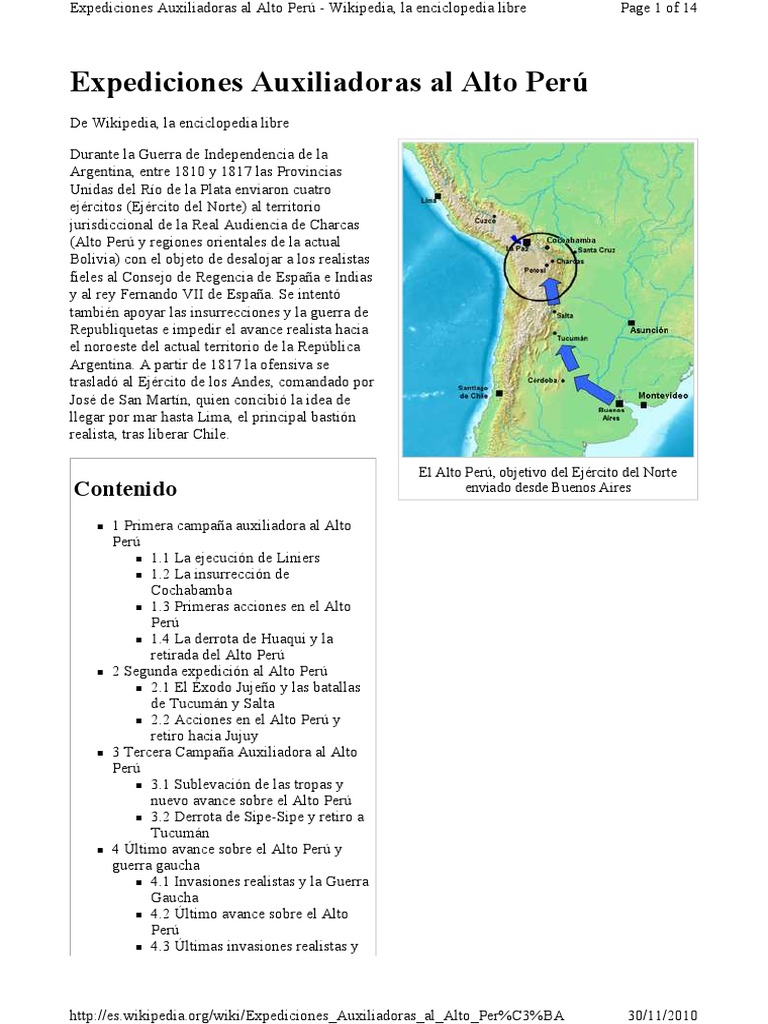 Expediciones Auxiliadoras al Alto Perú | PDF | Colonización española de ...